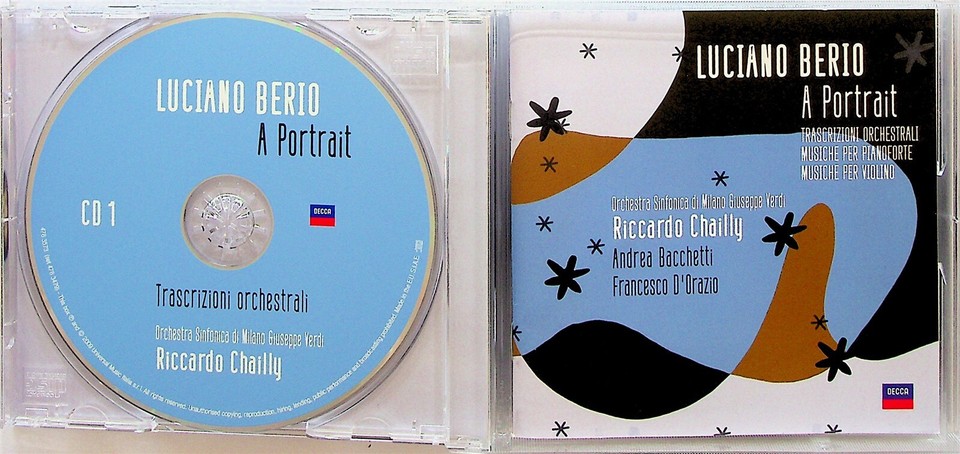 LUCIANO BERIO A Portrait CHAILLY 3-CD Piano/Violin Works/Orchest ...