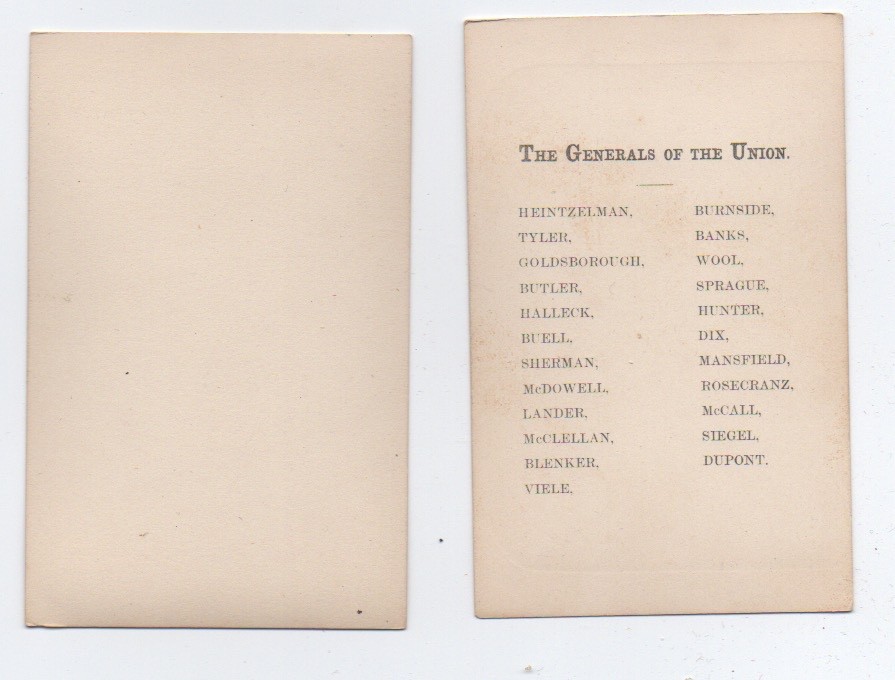 Civil War CDV 1 Union 1 Confederate Generals & List of Union Generals ...