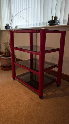 hifi rack stand ,soundstyle, red, glass shelves, turntable deck | eBay UK