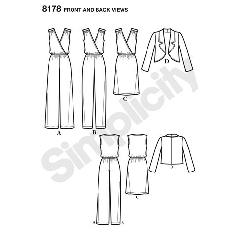 Simplicity 8178 Dress or Jumpsuit w Crossover Bodice & Jacket Sz 6-14 UNCUT | eBay