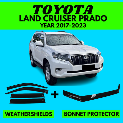 Wind Deflectors & Bonnet Protector Guard Fits J150 Land Cruiser Prado ...