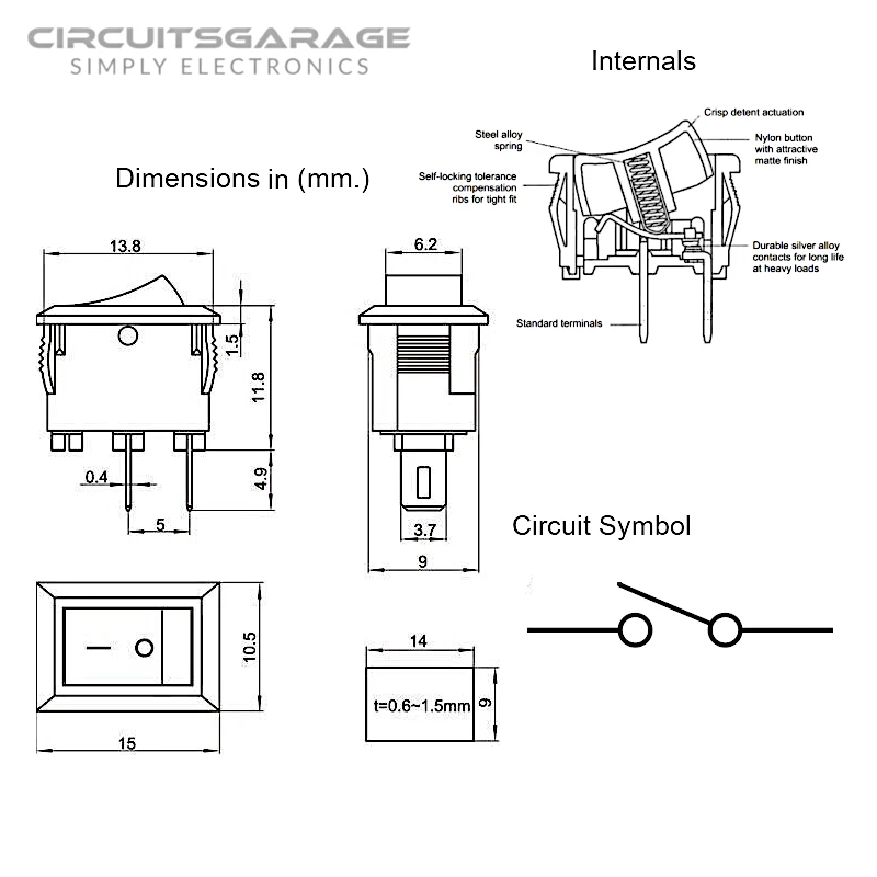 SPST Rocker Switch Pinout, Specifications Datasheet, 50% OFF