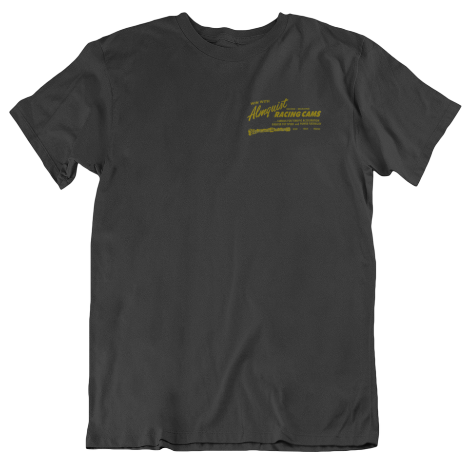 ALMQUIST RACING CAMS BLACK T-SHIRT TEE SPEED EQUIPMENT ISKY CROWER CLAY ...