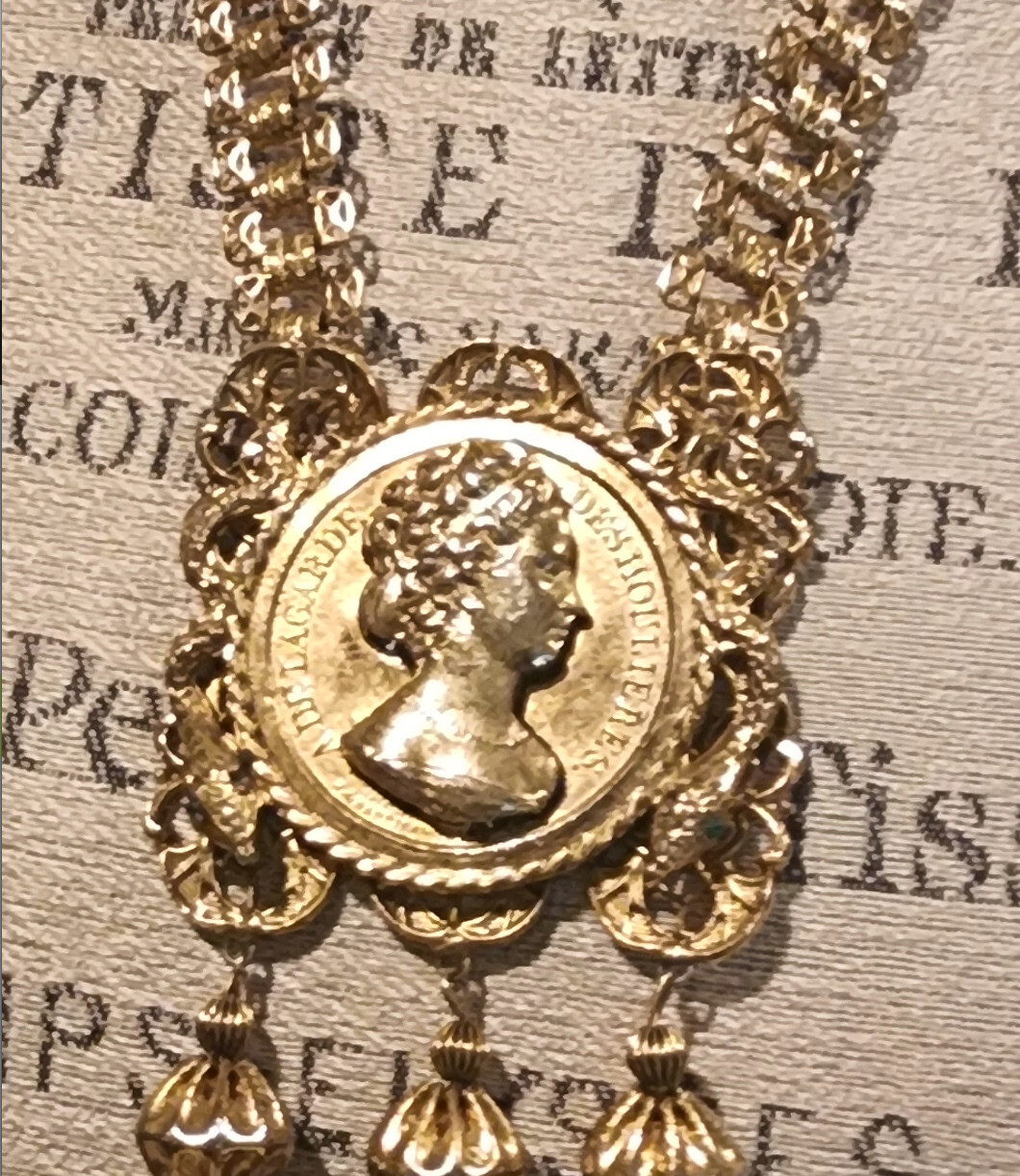 RARE! Pauline Rader Vintage Coin & Tassel Goldtone Statement Necklace Pristine | eBay