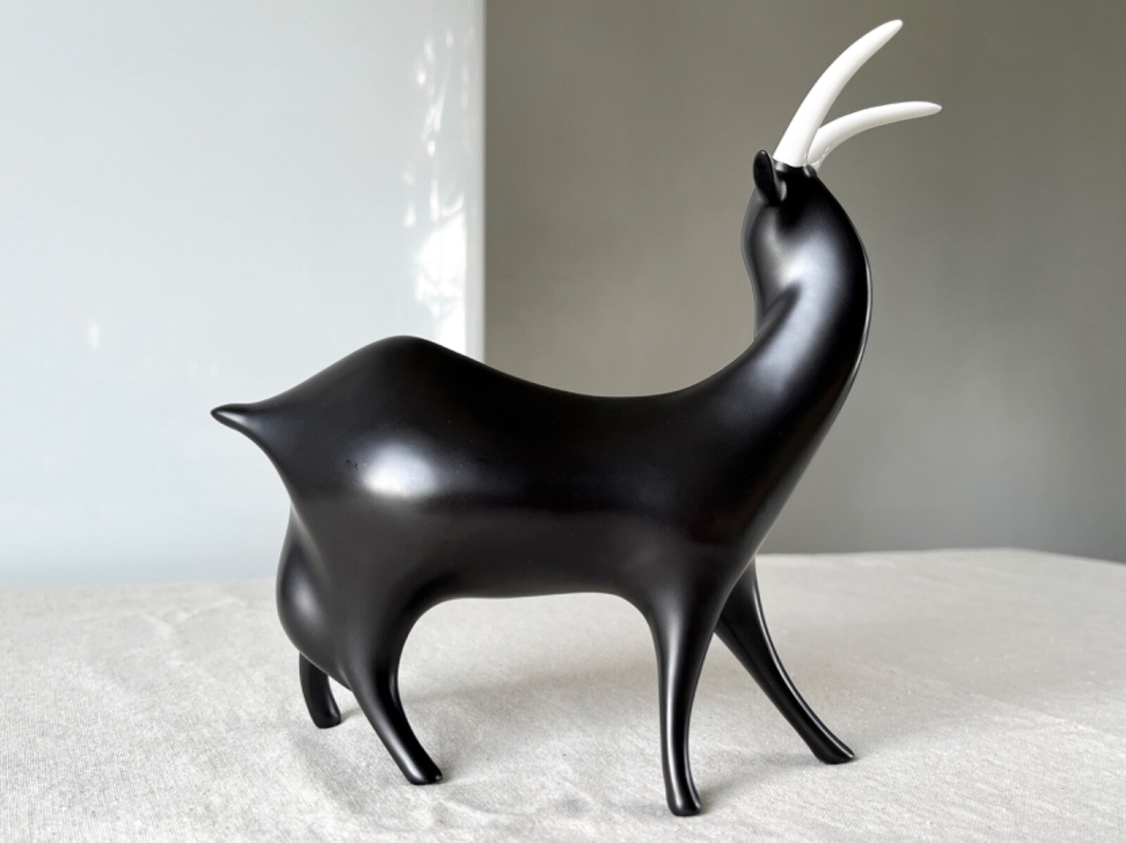 Vintage Royal Dux Czechoslovakia Black and white Goat Figurine by ...