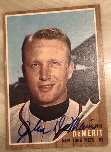 John DeMerit Milwaukee Braves 1962 Topps Auto Signed Baseball Card #4 ...