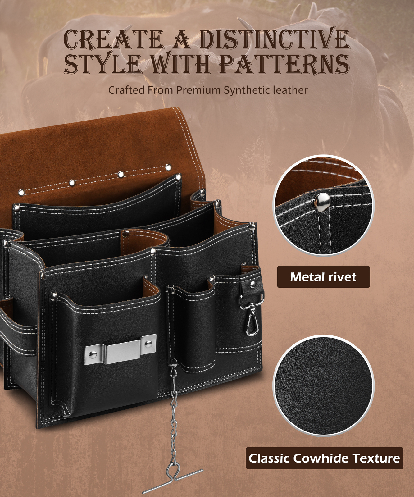 10 Pockets PU Leather Multi Tool Belt Carpenter Construction ...