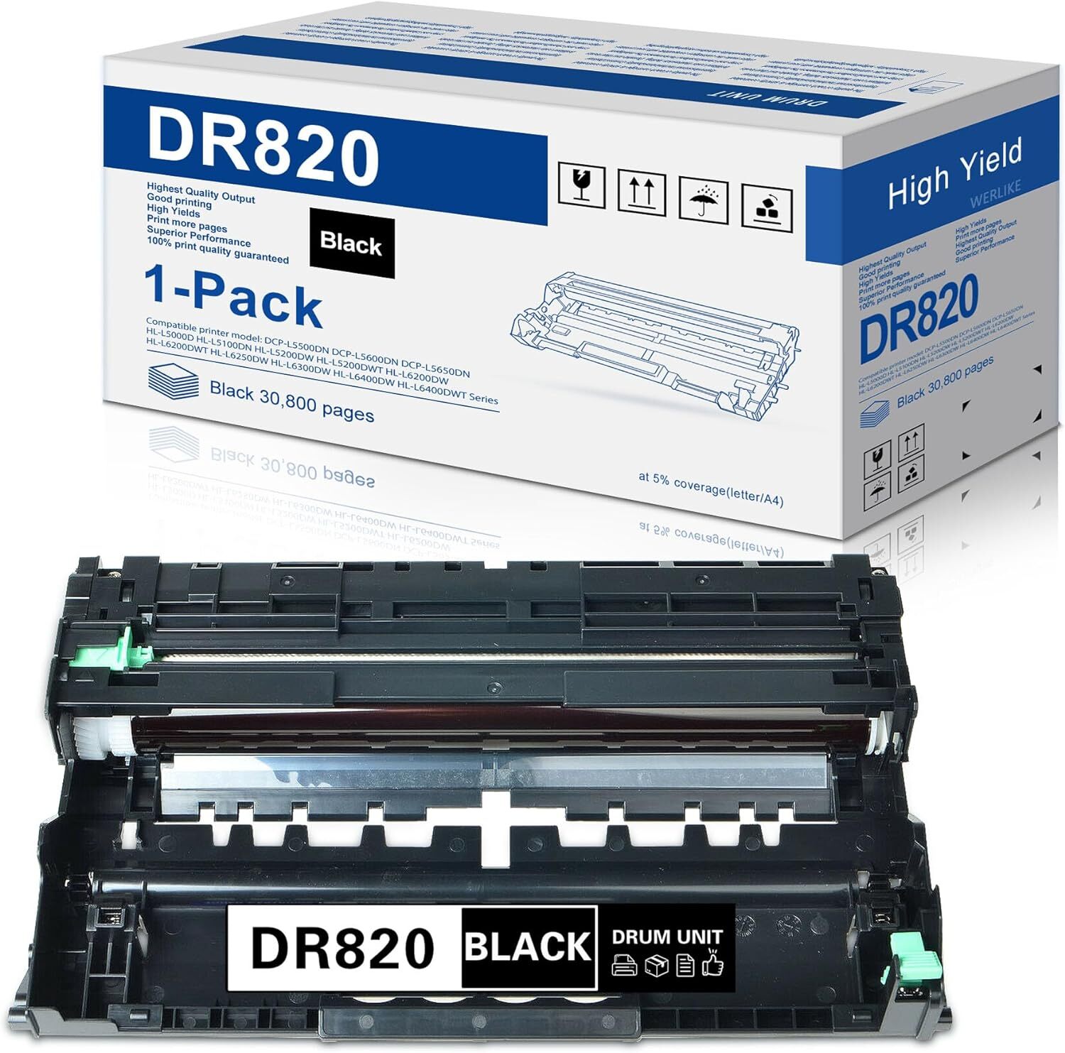 DR820 Drum Unit 1BK Compatible for Brother DCP-L5500DN HL-L5000D ...