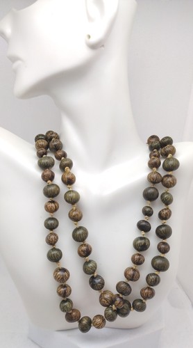 Coldwater Creek Brown Beaded 36in Necklace Boho Chic Country Style ...