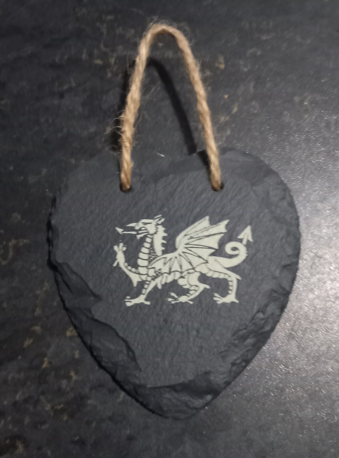 Welsh Slate Mini Sentiment Heart Welsh Dragon Sign | eBay UK