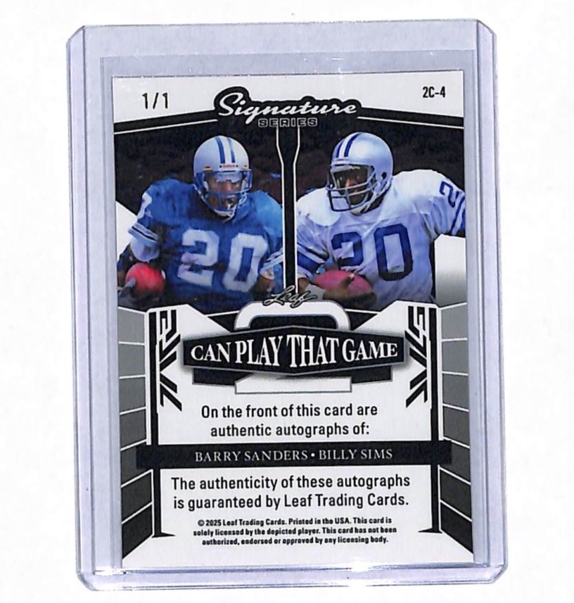 2025 Leaf Signature Series Barry Sanders Billy Sims 1/1 Auto Autograph ...