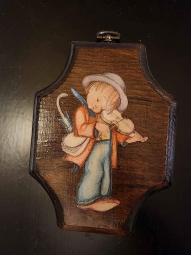 Vintage Handmade 3D Plaque of Boy Playing Fiddle | eBay