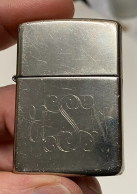 Zippo 1996 SILVER PLATE Fancy Script Engraved USN (United States Navy ...