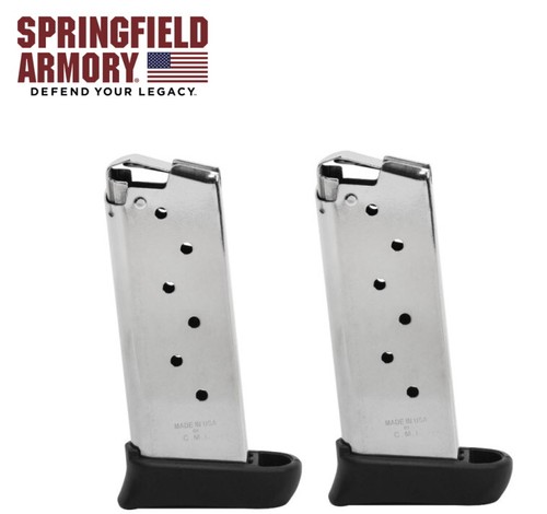 2 - Springfield 911 OEM 7 Round Stainless Magazine w/ Extended Grip 9mm ...