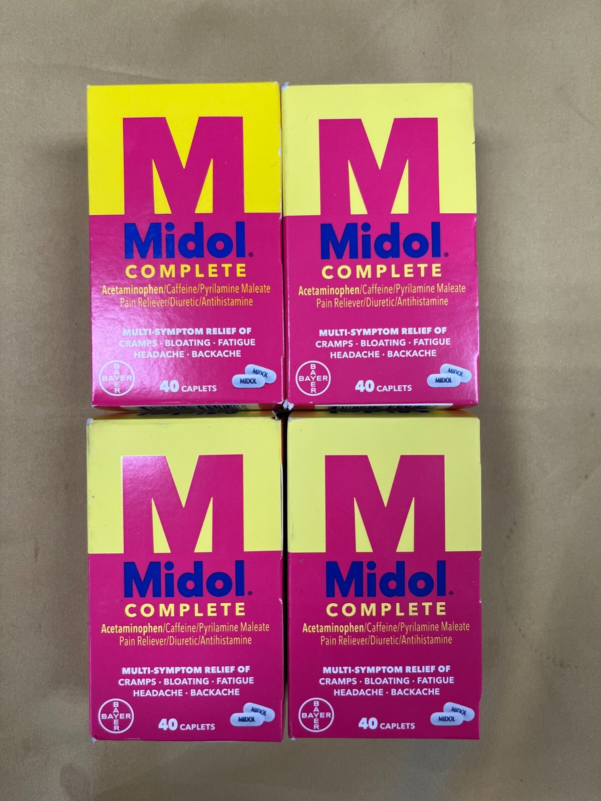 4 New Midol Complete Multi-Symptom Relief - 40 Caplets Each Box Exp. 01 ...