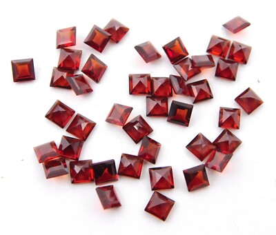 Natural Garnet Square Cut Lot Loose Gemstone 5 MM For Jewelry Making T ...