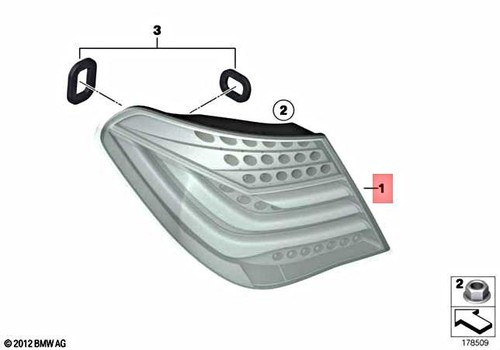 Genuine BMW Outer Tail Light Rear Lamp Left Hybrid 7L F01 F02 ...