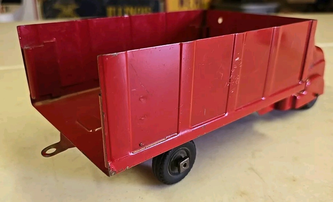 Vintage 13" Pressed Steel 1950's Structo Toys Red Army Stake Bed Truck ...