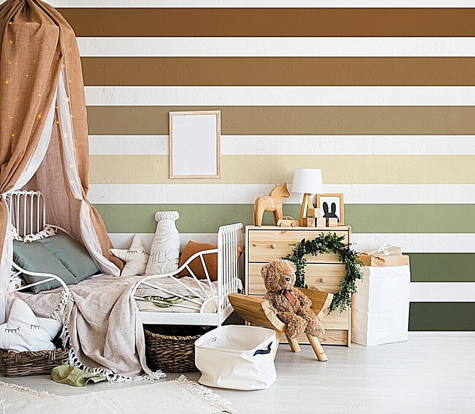 Colorful Wall Stripes, Rainbow Wall Decals, Mural, Sticker, Wall ...