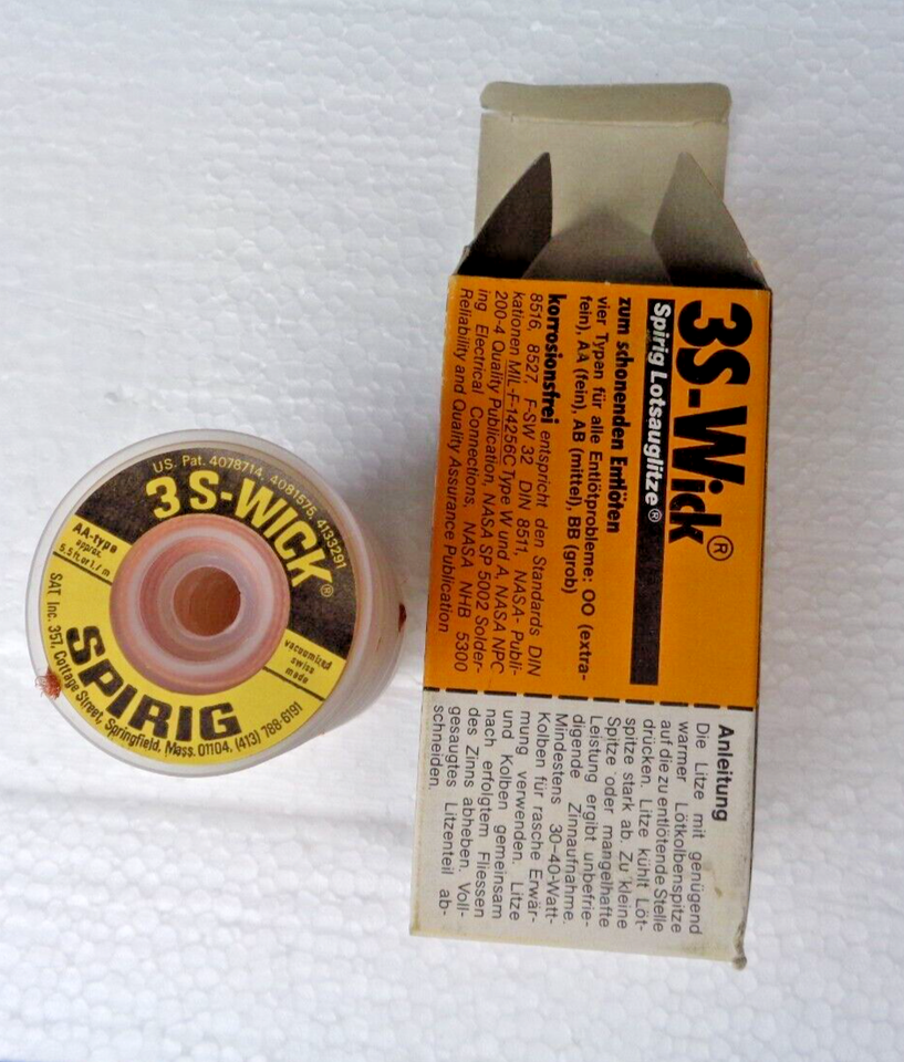 10 Solder Wick 1.1mm Braided. 5.5FT No Clean Wick 3S-WICK SPIRIG NEW ...