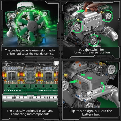 2250 Pcs Visible V8 Internal Combustion Ohc Engine Motor Working Model ...