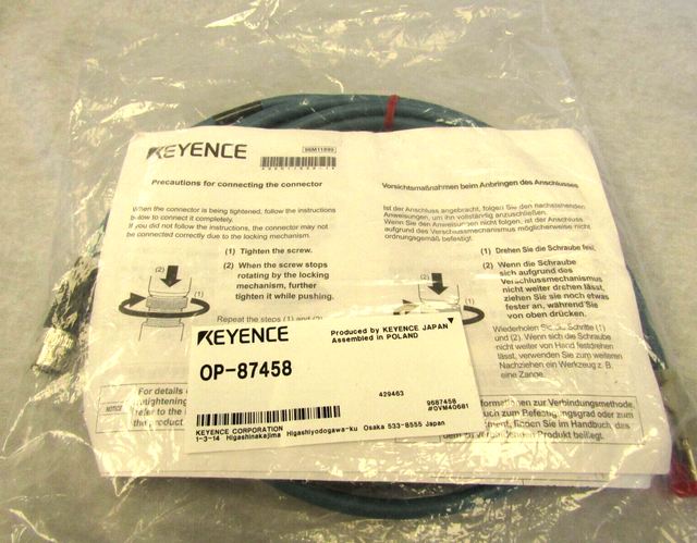 KEYENCE OP-87458 M12 4-pin/RJ45 Ethernet Cable - Blue, 16.40 ft for ...