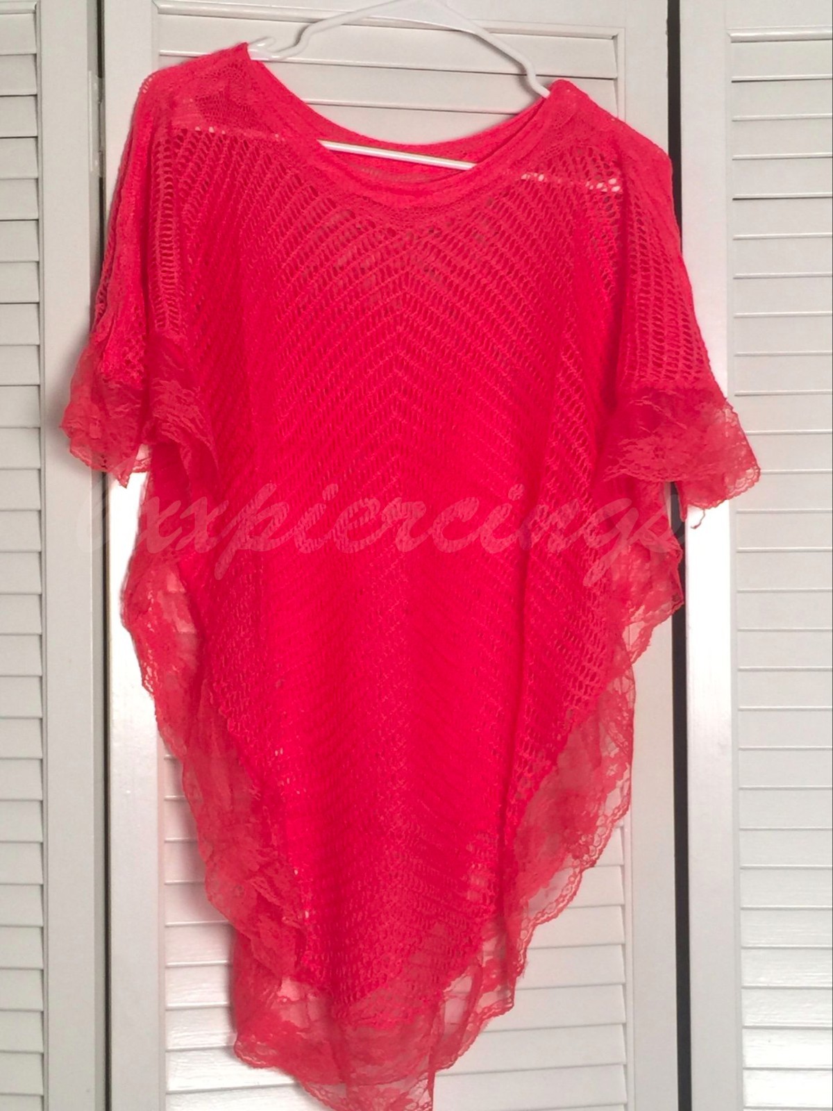 New Lace Top FishNet Shirt Netting Blouse Short Sleeve One size fits ...