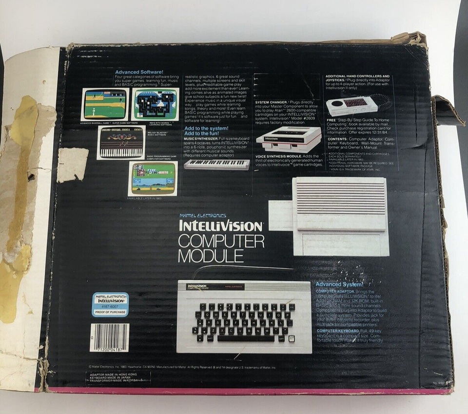 1983 MATTEL INTELLIVISION ECS COMPUTER MODULE & KEYBOARD ~ OPEN BOX | eBay