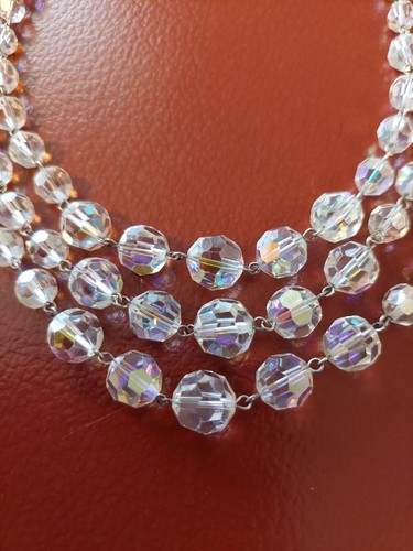 Vintage Multi Facet Cut Multi Color Crystal Triple String Necklace #2 ...