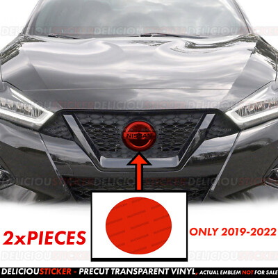 Fits 2019-2022 Nissan Maxima Red PreCut Tint Overlay Front Emblem Decal ...