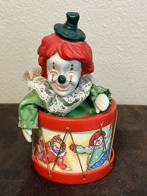 Clown Music Box Wind Up Musical Rotating Resin Figurine Collectible ...