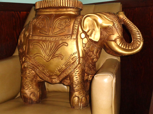Elephant Plant Stand Planter Garden Pot Seat Stool End Side Table Vtg ...
