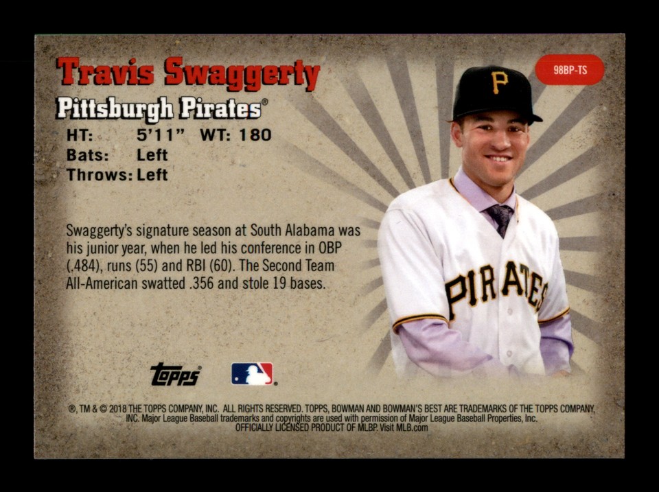 2018 Bowman's Best Performers #98BP-TS Travis Swaggerty Pittsburgh ...
