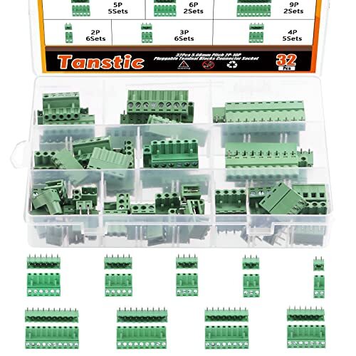 32 Sets Terminal Blocks 5.08mm Pitch 2/3/4/5/6/7/8/9/10 Pin 10A 300V ...
