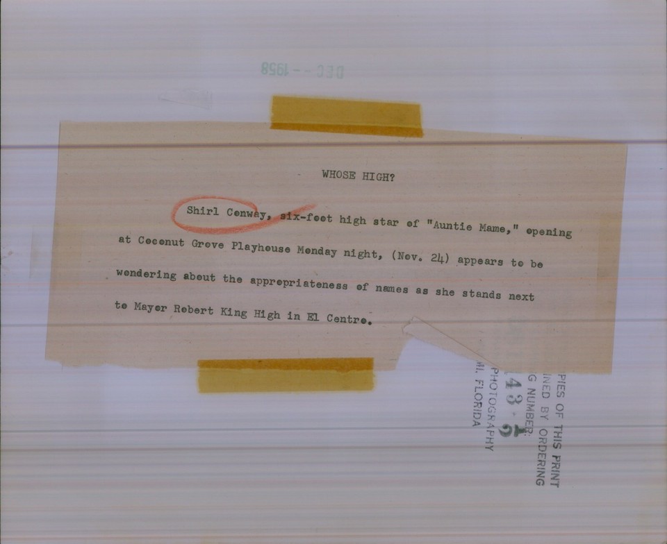 LG869 1958 Original Photo WHOSE HIGH Shirl Conway Auntie Mame Tall ...