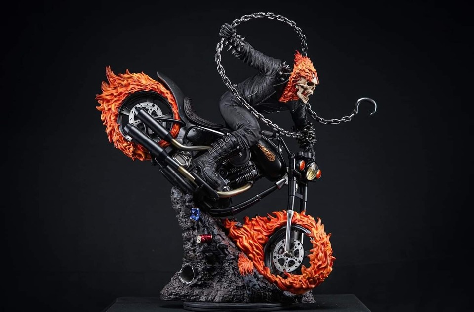Custom 1/4 LL Digitals Marvel Ghost Rider Statue On Bike Franco ...