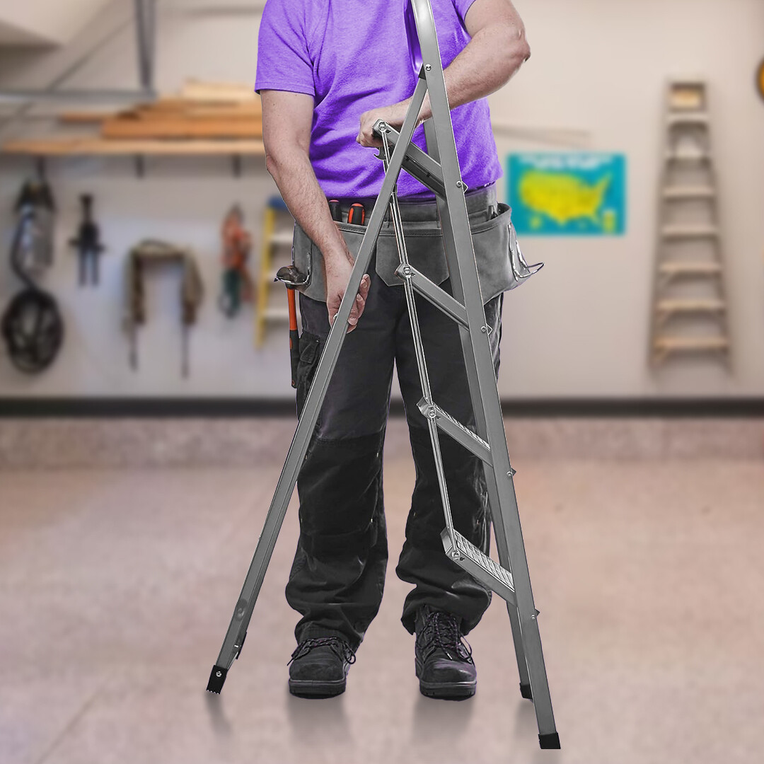 Foldable 2 3 4 Step Ladder Stepladder Non Slip Tread Safety Steel ...