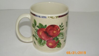 Oneida Sakura Sonoma Mug Beige Stoneware Multi Colored Fruit 12 oz EUC ...