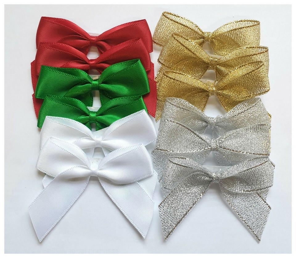 Satin Bows 5cm Self Adhesive Ribbon Pre Tied Large Bow Wide Gift Craft ...