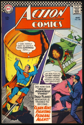 ACTION COMICS #348 1967 FN/VF Clark Kent FBI Federal Agent SUPERMAN ...
