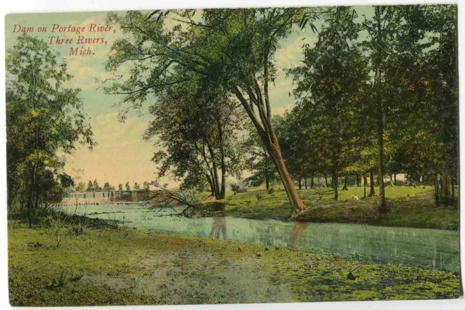 Dam on Portage River, Three Rivers MI Michigan 1900s | eBay
