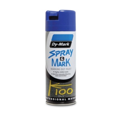 DY-MARK Spray & Mark Layout Paint BLUE 350g Marking Out Paint Dymark ...