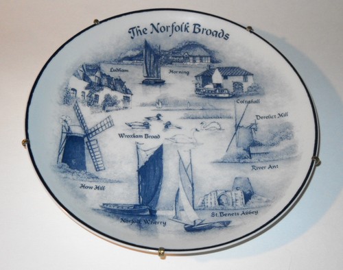 The Norfolk Broads Collector Plate Norfolk China England Blueware w ...