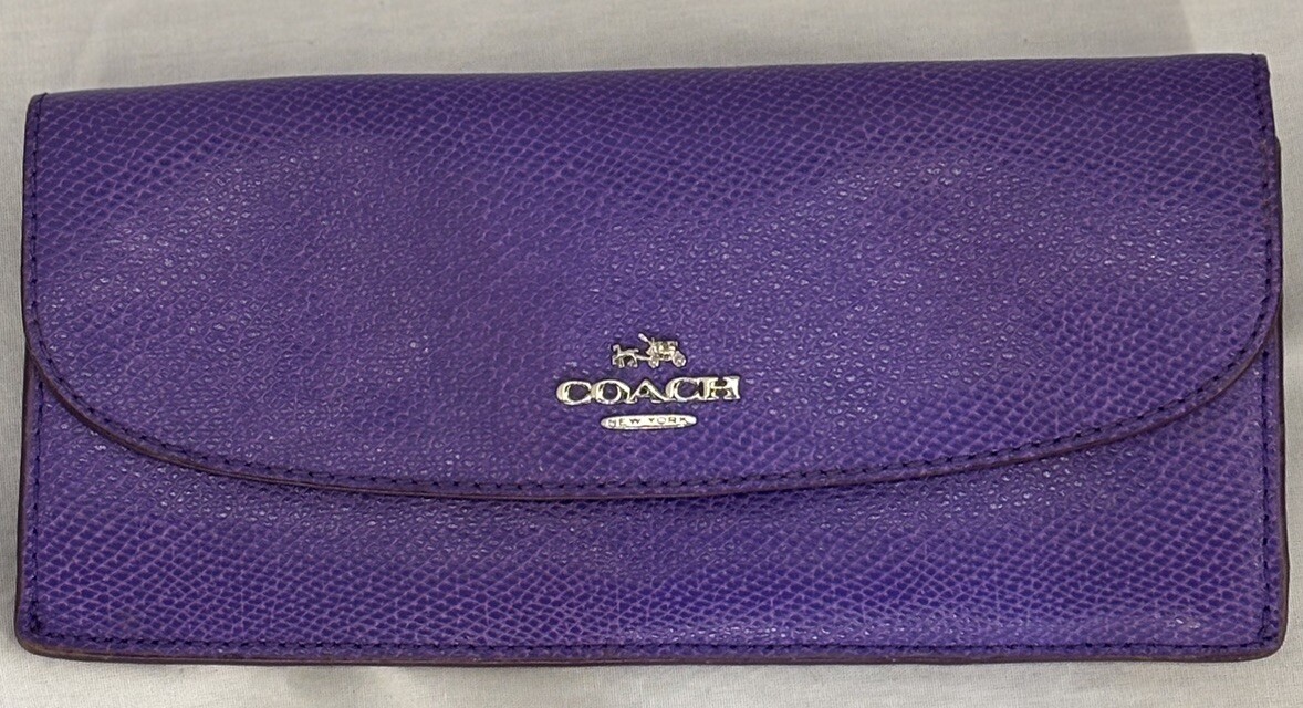 Coach Flap Closure Wallet - Dark Amethyst Purple - Gem