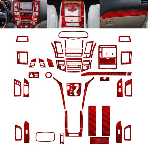 50Pcs Red Carbon Fiber Full Interior Set Trim Cover For Lexus RX330 ...