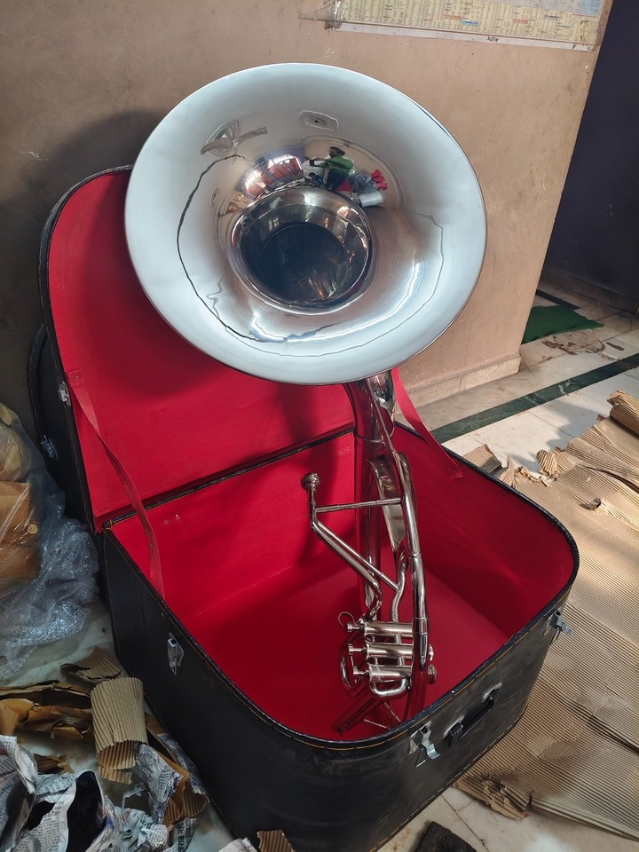 SOUSAPHONE 22"BELL SIZE OF PURE BRASS CHROME POLISH+CASE +MOUTHPC+ FREE ...