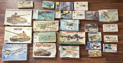 Vintage Model Kits-airplanes&tanks Matchbox, Hasegawa, Monogram, Revell ...