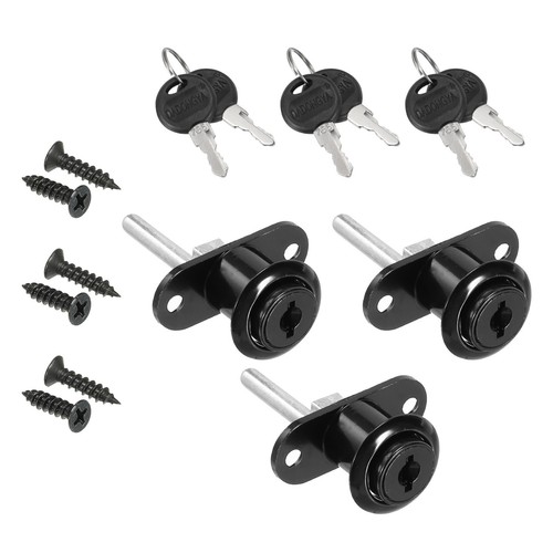 3 Pack 16mm Drawer Locks with Keys Zinc Alloy Office Drawer Lock Keyed ...