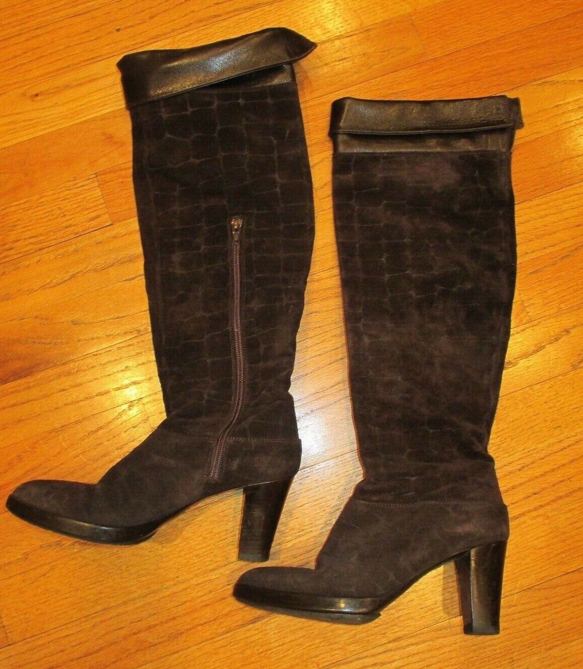 Women's "Rossini" Italian Brown Suede & Leather Boots… - Gem