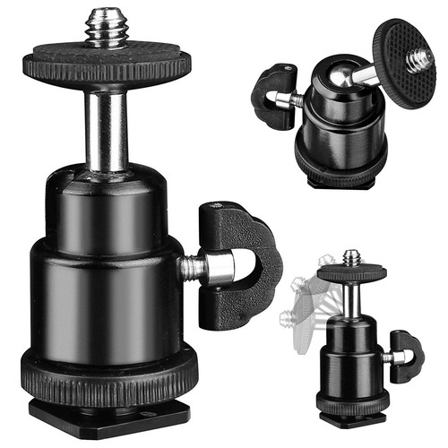 1/4" Screw Ball Head Tripod Mount with Hot Shoe Adapter for GoPro DSLR ...